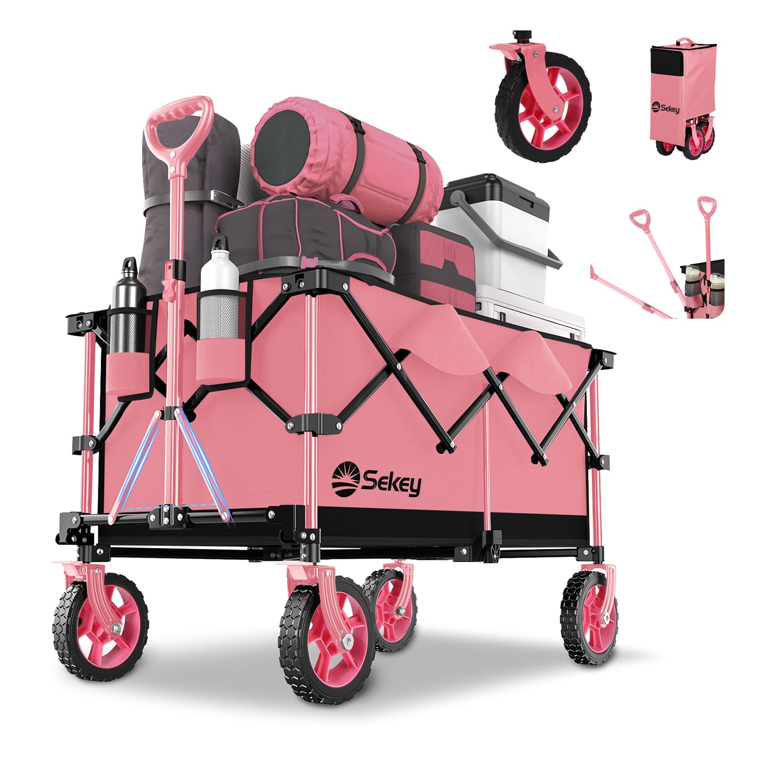 Sekey 200L Folding Festival Trolley With All-Terrain Wheels&Brake, Heavy-