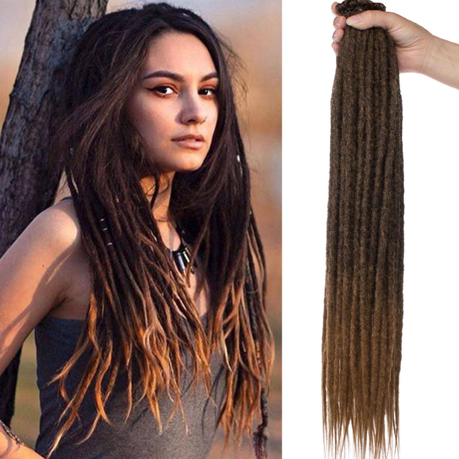Samtress 40 Strands Synthetic Dreadlocks Extensions Thin 0.6cm Soft Regga