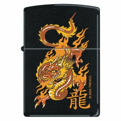 Zippo Lighter - Oriental Orange Dragon 7364, Black Matte