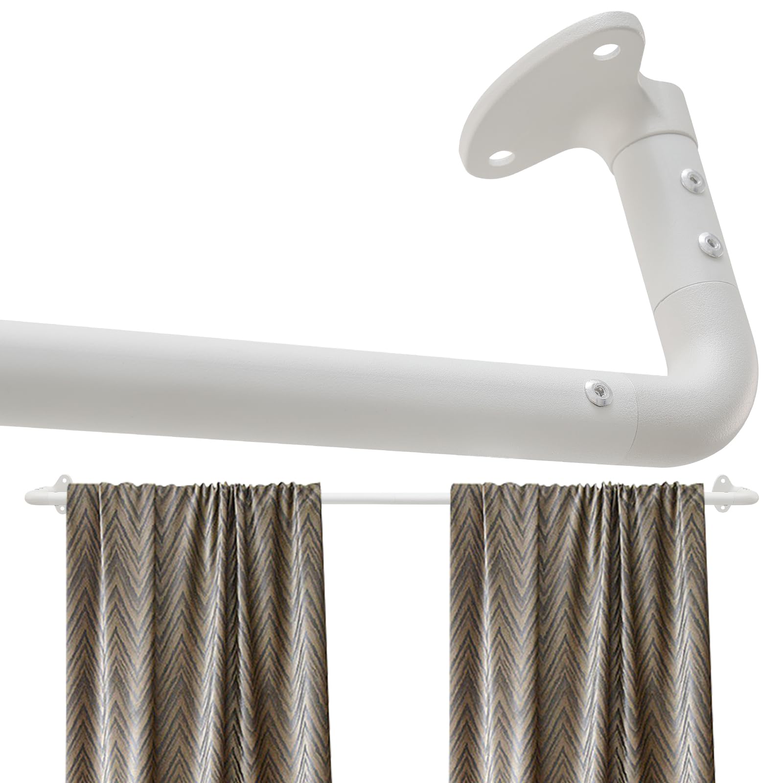 Telescopic Curtain Pole 117-281 Cm, Frosted White