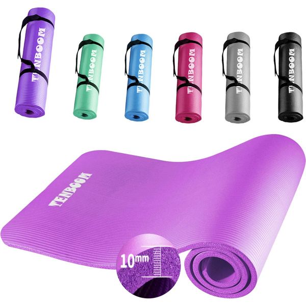 Tenboom Yoga Mat, Thick 10mm Exercise Mat For Home Gym Mat For Man Or Wom