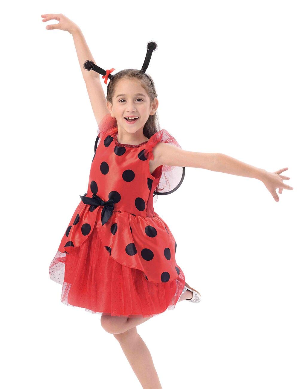 Kids Ladybird Fancy Dress Costume With Tutu Skirt, Wings And Antenna Head