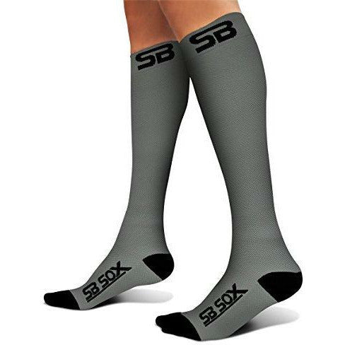 Sb Sox Compression Socks (20-30Mmhg) For Men & Women Large Gray/Black - BargainFox.com