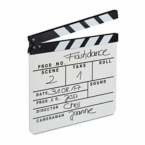 Relaxdays Film Directors Clapperboard, Wood, Chalk Board Clapper, Dry Era