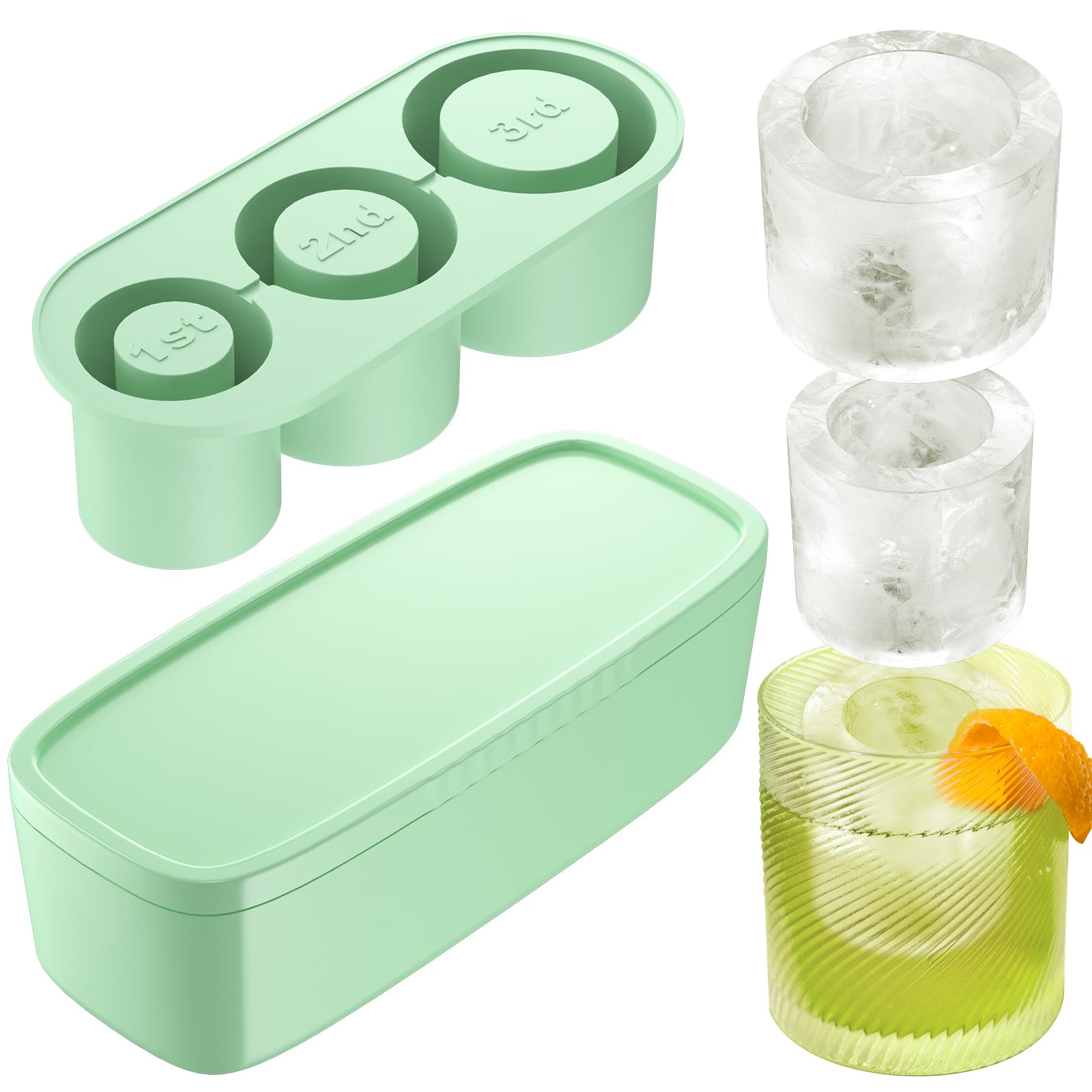 Ice Cube Tray For 30-40 Oz Cup Large Size Cylinder-Shaped Ice Trays Easy
