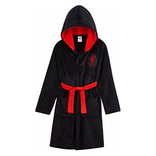 Liverpool F.C. Boys Dressing Gown, Kids Fleece Hooded Robe Age 3-14, Foot