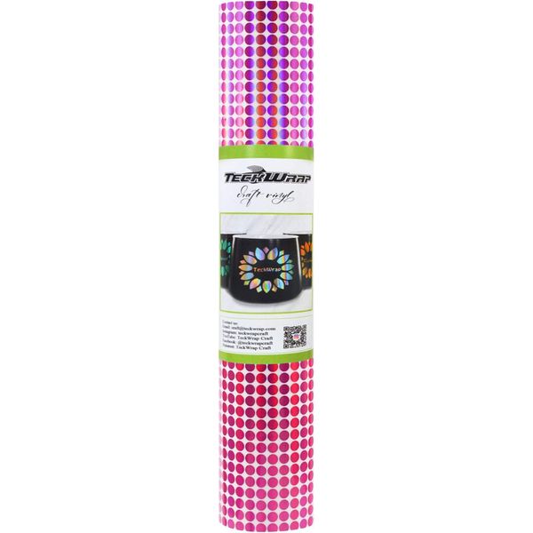 TECKWRAP Holographic Mosaic Rainbow Chrome Vinyl 1ft X 5ft, Circle Rosere