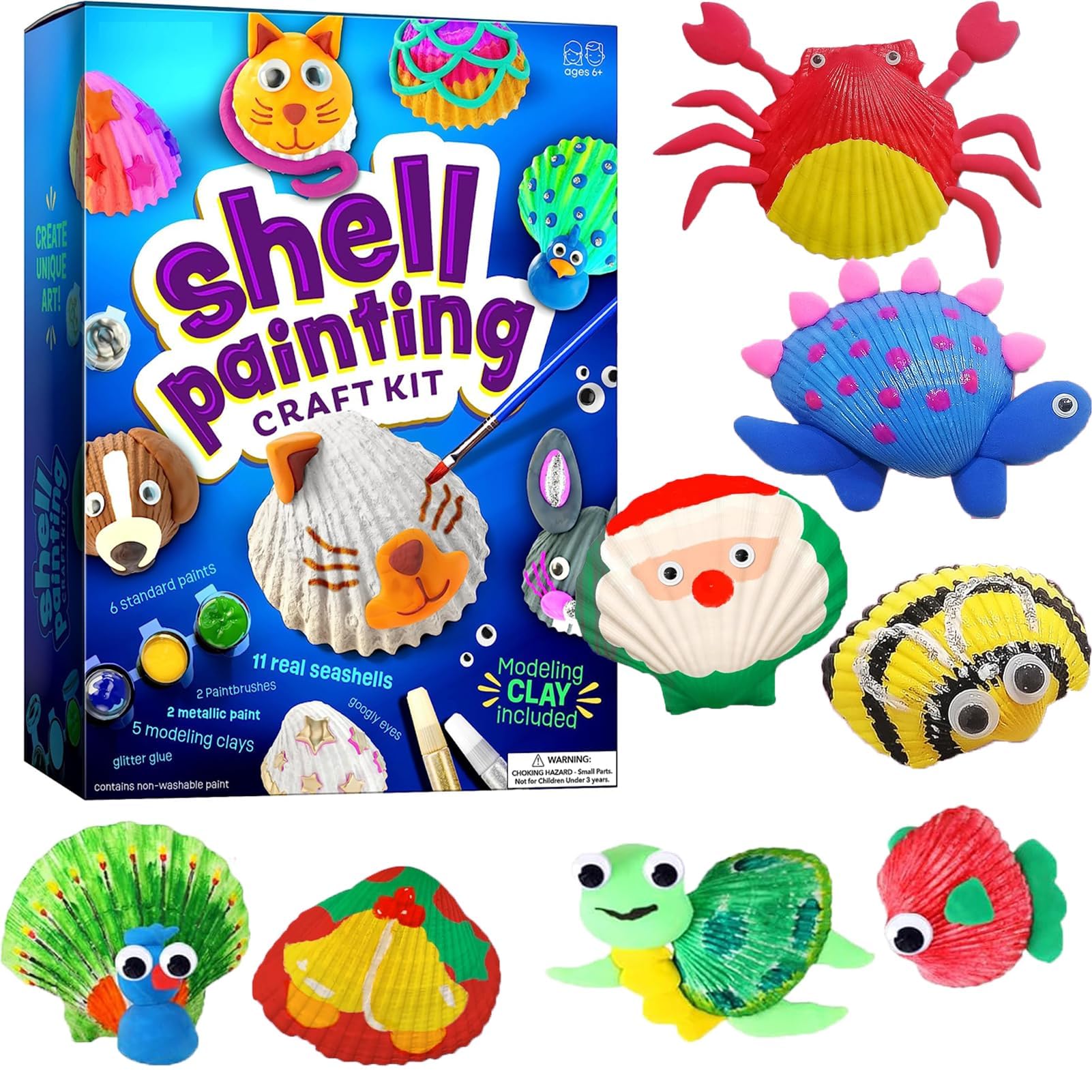 Aonuily Kids Sea Shell Painting Kit, Arts And Crafts Toys Gifts DIY Creat