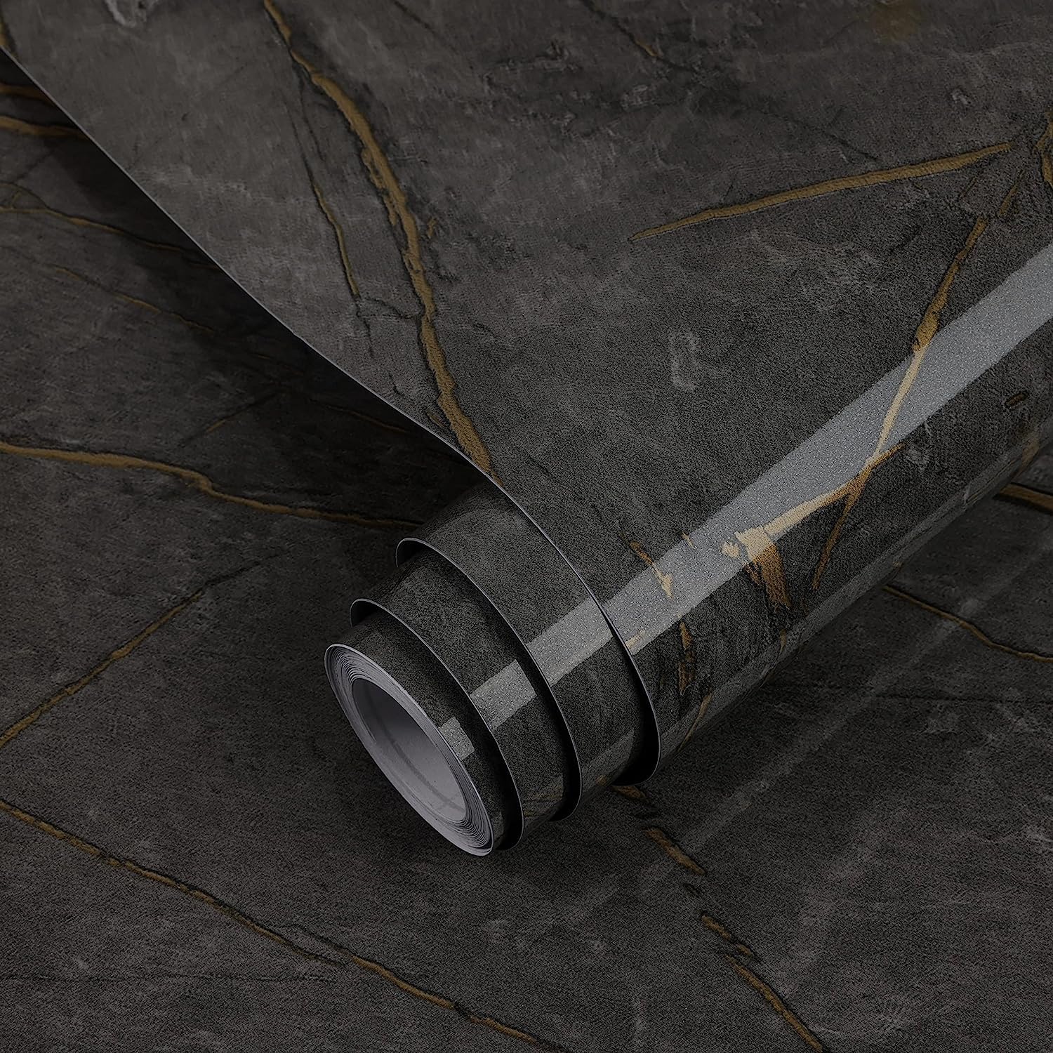 Decoroom Marble Sticky Back Plastic Roll Black 60x500cm Marble Vinyl Self