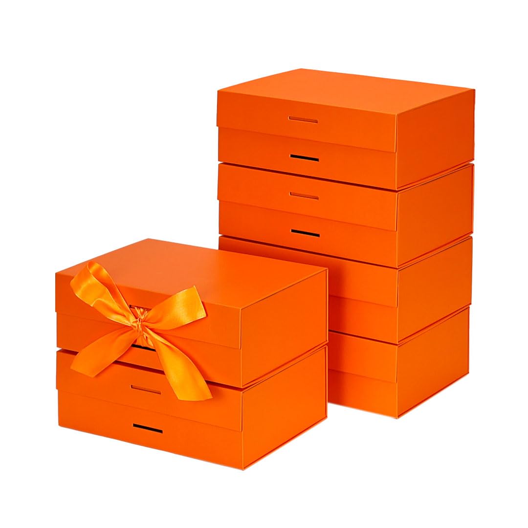 HUAPRINT Gift Box,Gift Boxes With Lid 25.5x18.5x8.5 Cm,Orange Magnetic Gi