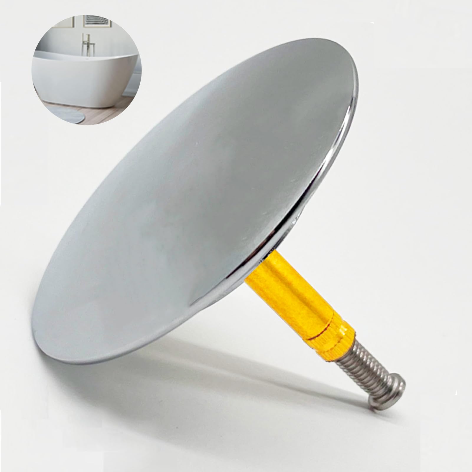 Adjustable Bath Plug 72mm Cover / 8mm Pole，Chonphan Heavy Duty Brass Chro