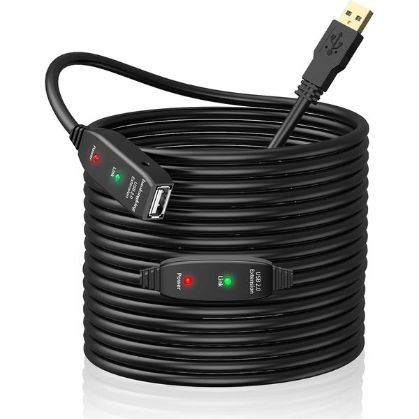 Baolongking USB Extension Cable 15M, USB2.0 Active Repeater A Male To A F