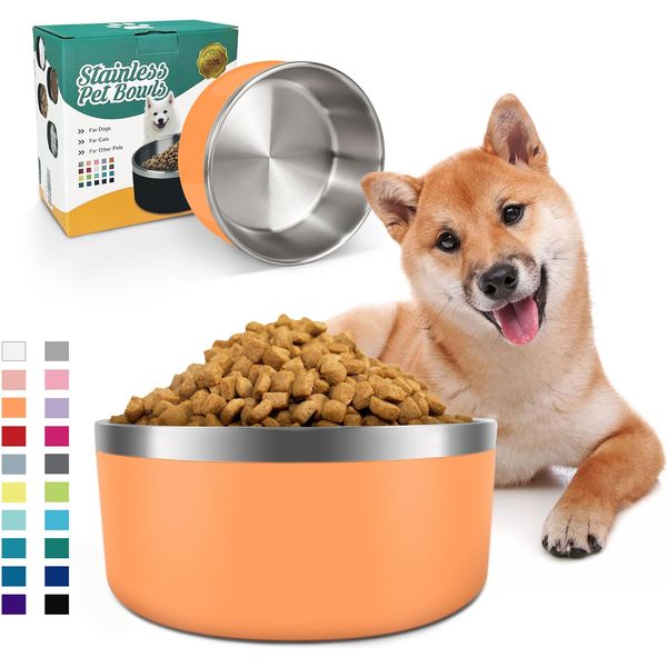 IKITCHEN Dog Bowl For Food And Water 64 Oz Stainless Steel Pet Feeding B