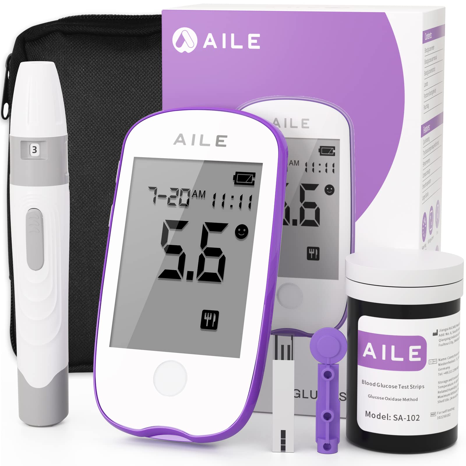 Blood Glucose Test Kit For Diabetes: AILE Blood Sugar Monitor Testing Kit