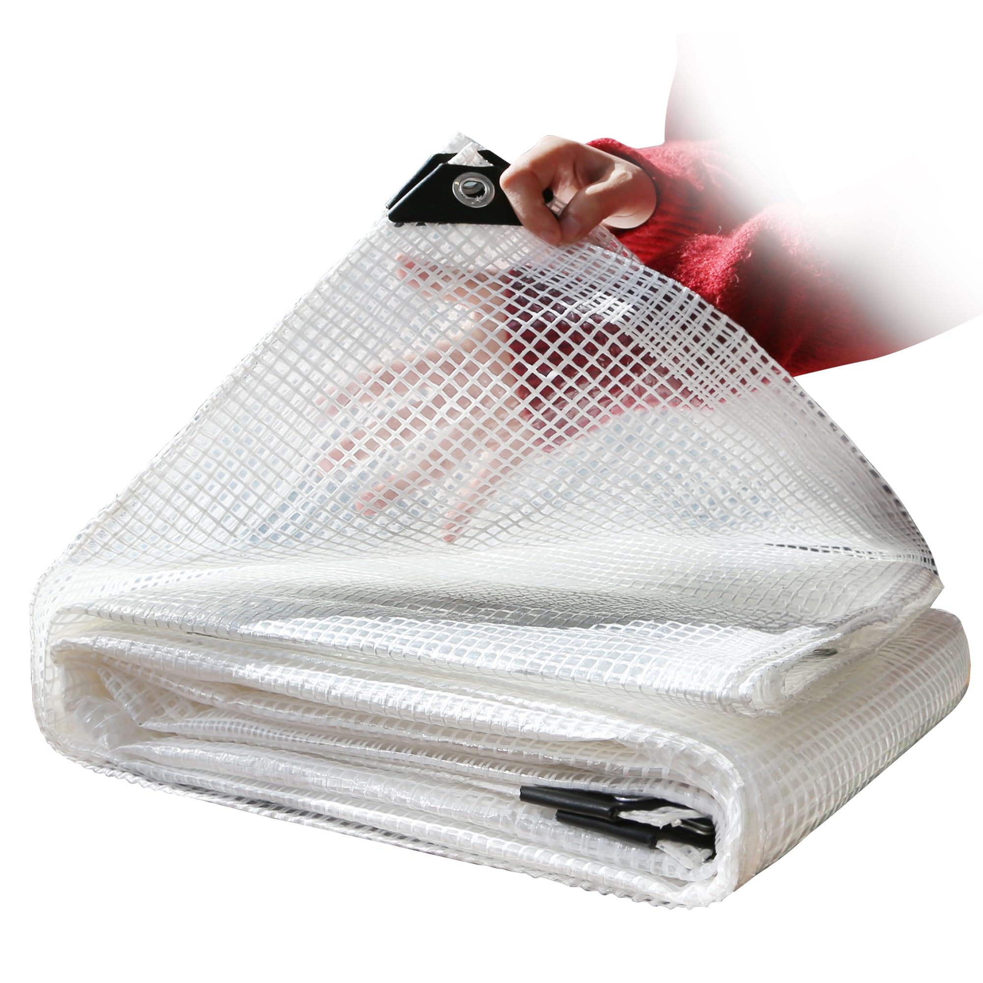 STARPYNG Tarpaulin-Durable Waterproof Transparent Mesh Tarpaulin,170gsm W
