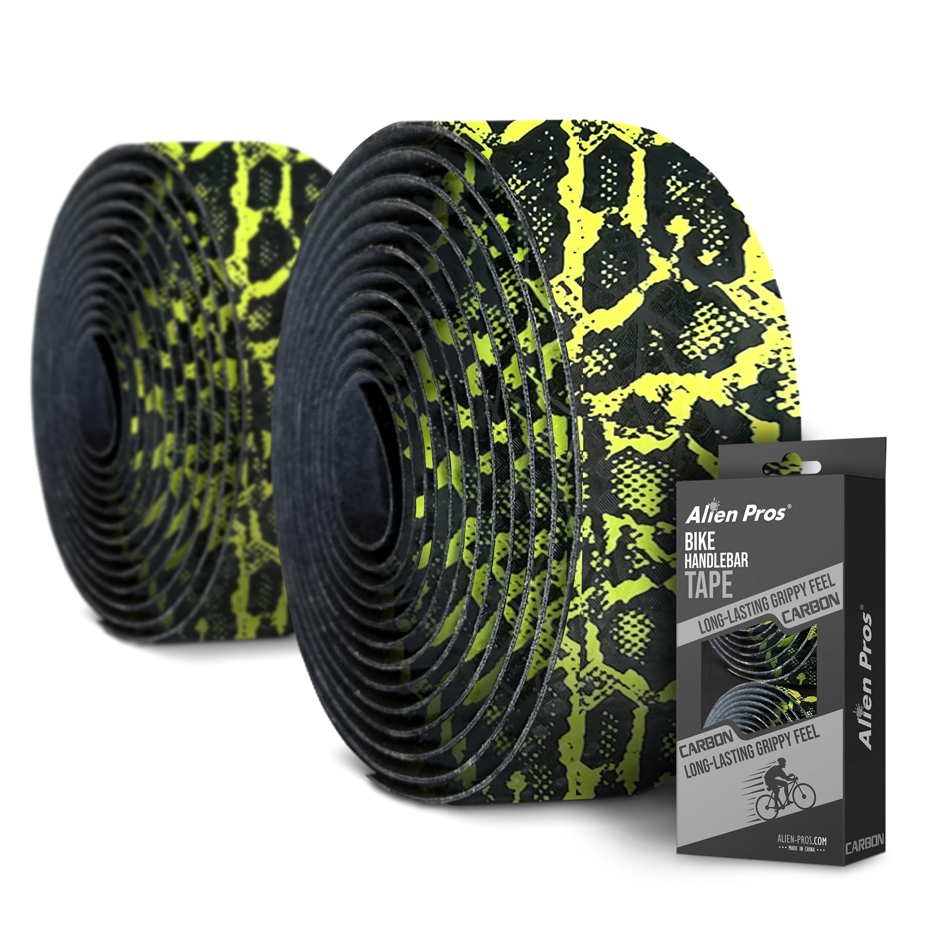Alien Pros Bike Handlebar Tape Carbon Fiber (Set Of 2) Black Yellow ...