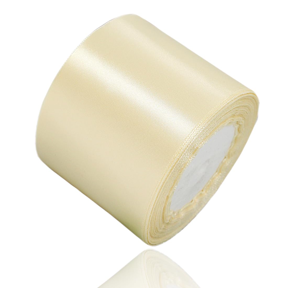 Beige Satin Ribbon 75mm, 23 Meters Solid Colors Fabric Ribbon For Craftin
