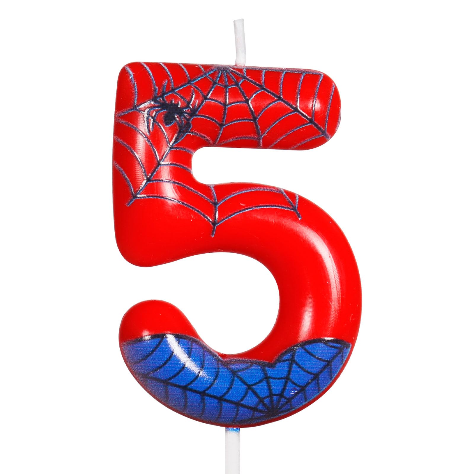 Yiran Red Blue Spider 5th Birthday Candles,Number 5 Candle Cake Topper Su