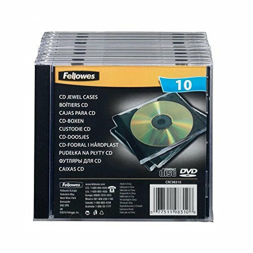 Fellowes 98310 Cd Jewel Case - Black (Pack Of 10)