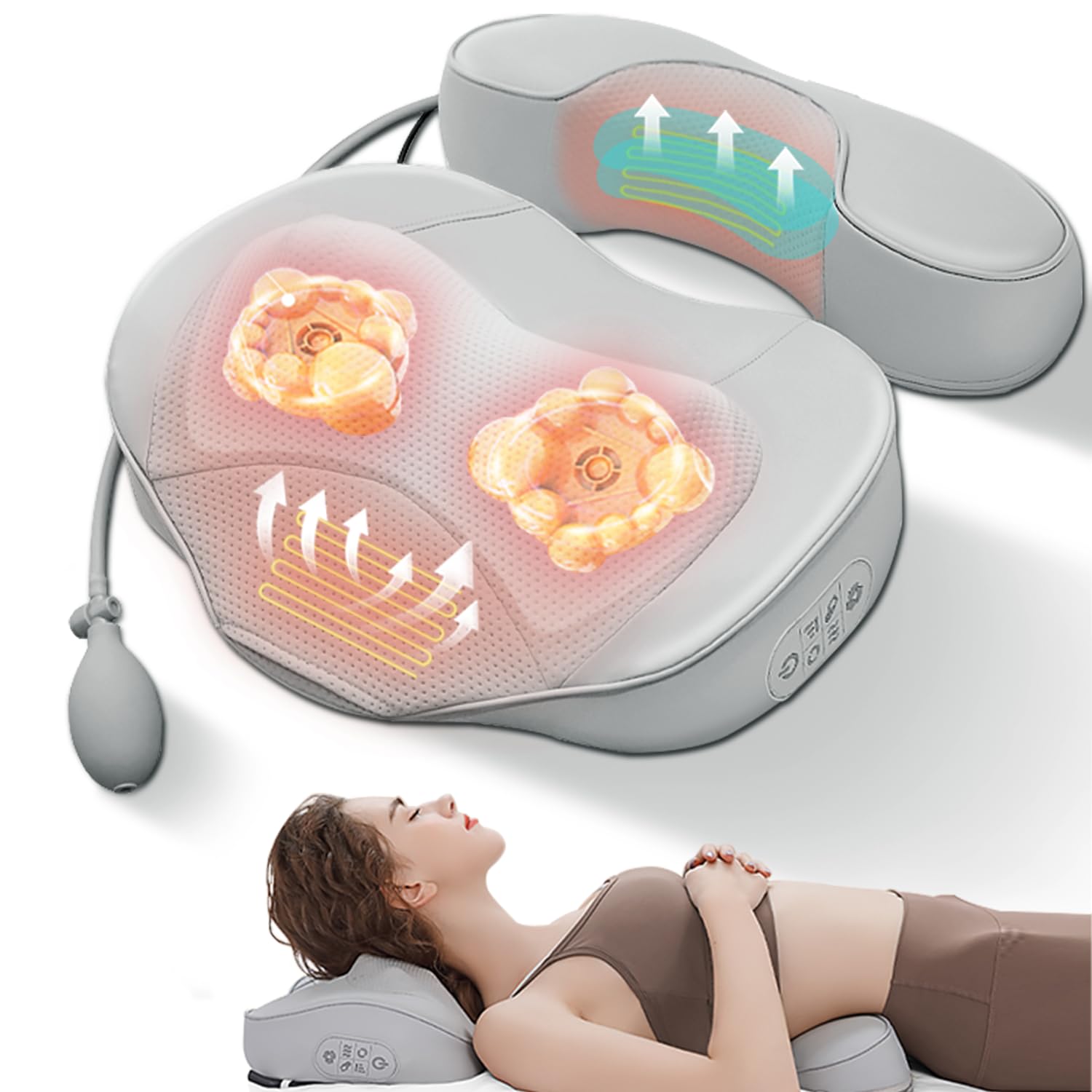 Back And Neck Massager With Heat Shiatsu Deep Tissue Kneading Pillow, Ele