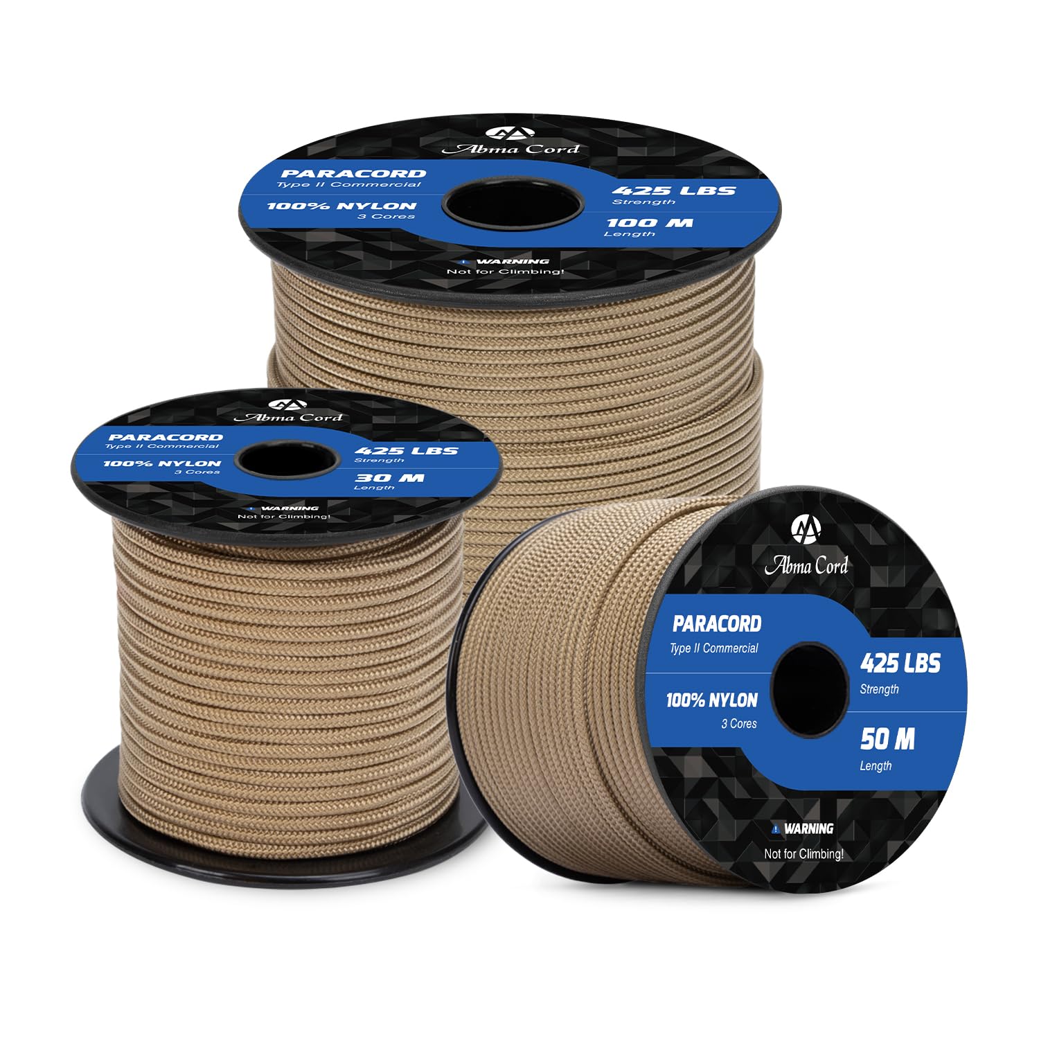 Abma Cord Paracord 3mm 30m 100% Nylon Rope Type II 3 Strands Parachute Co