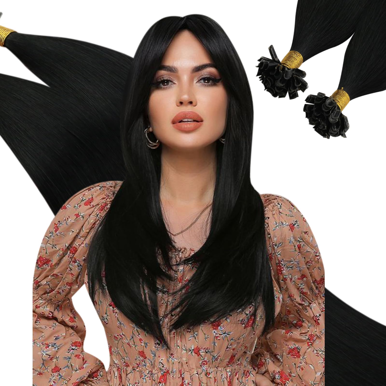 Ugeat Brown U Tip Hair Extensions Human Hair Pre Bonded Keratin Hair Exte