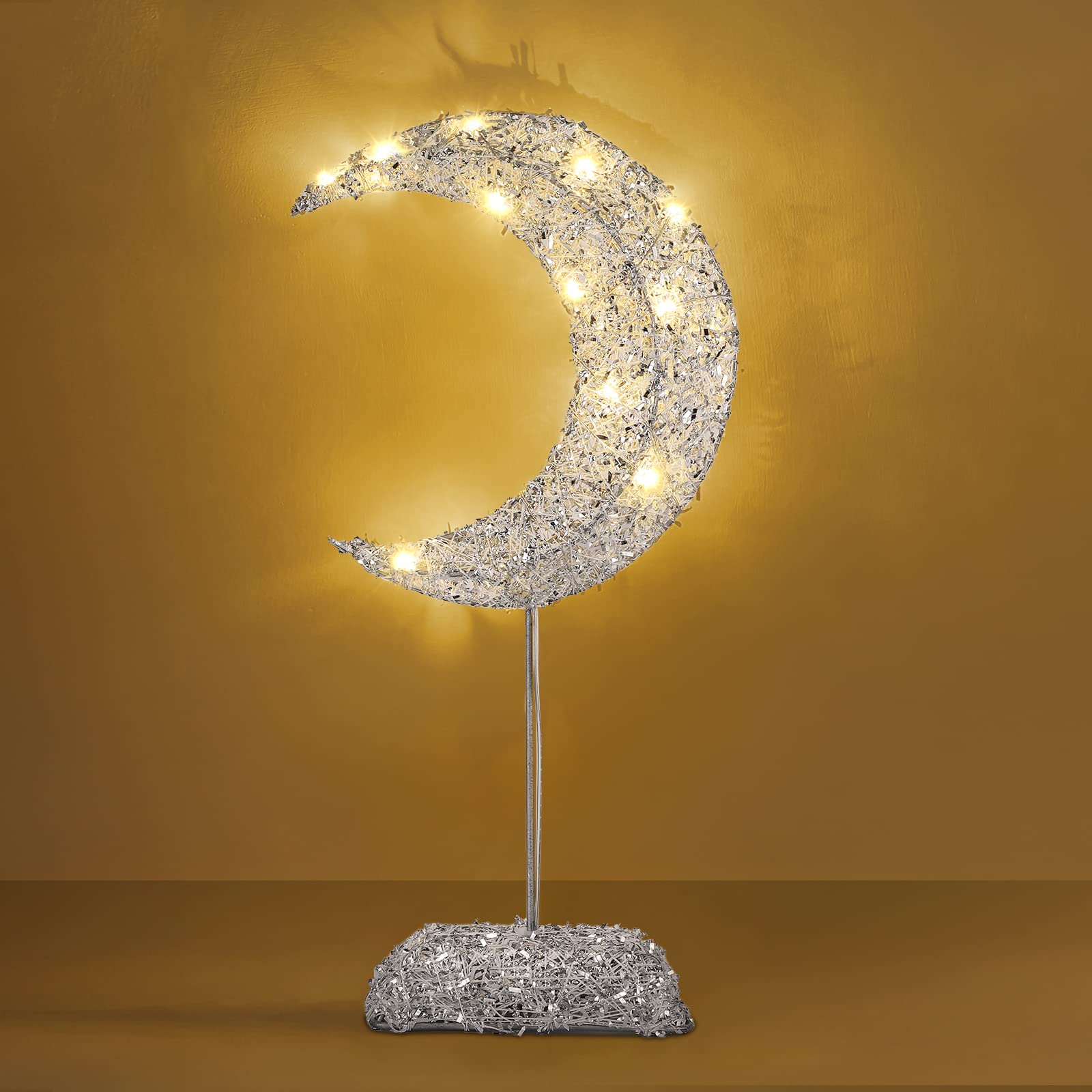 Moon Shape Decorative Table Lamp - Battery Powered LED Crescent Light For