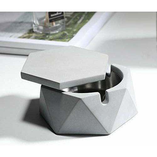 Ceramic Ashtray With Lid Windproof Hand Stamped Pattern Ashtrays For Home