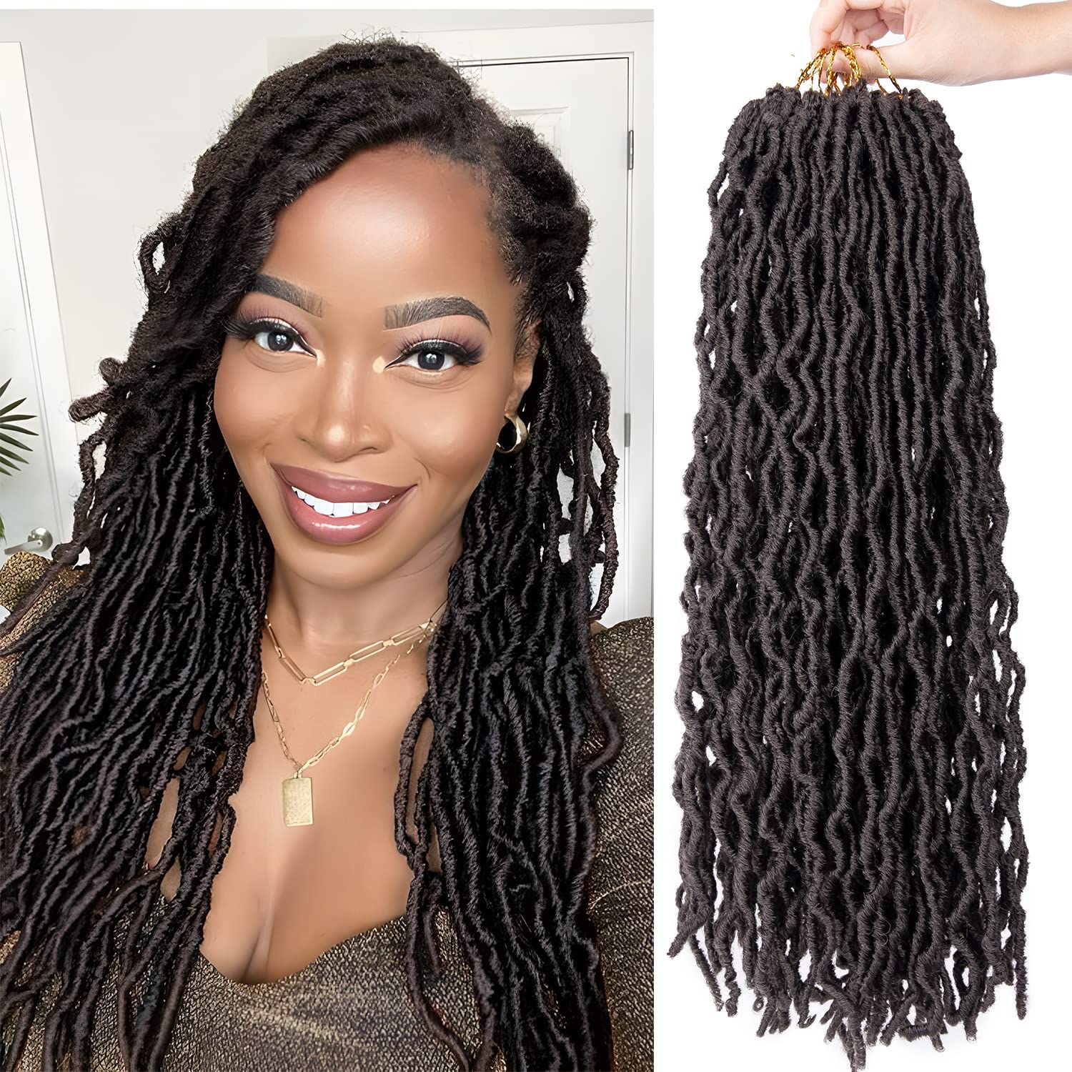 6 Packs Faux Locs Crochet Hair 24 Inch, Wavy Crochet Faux Locs, Short ...