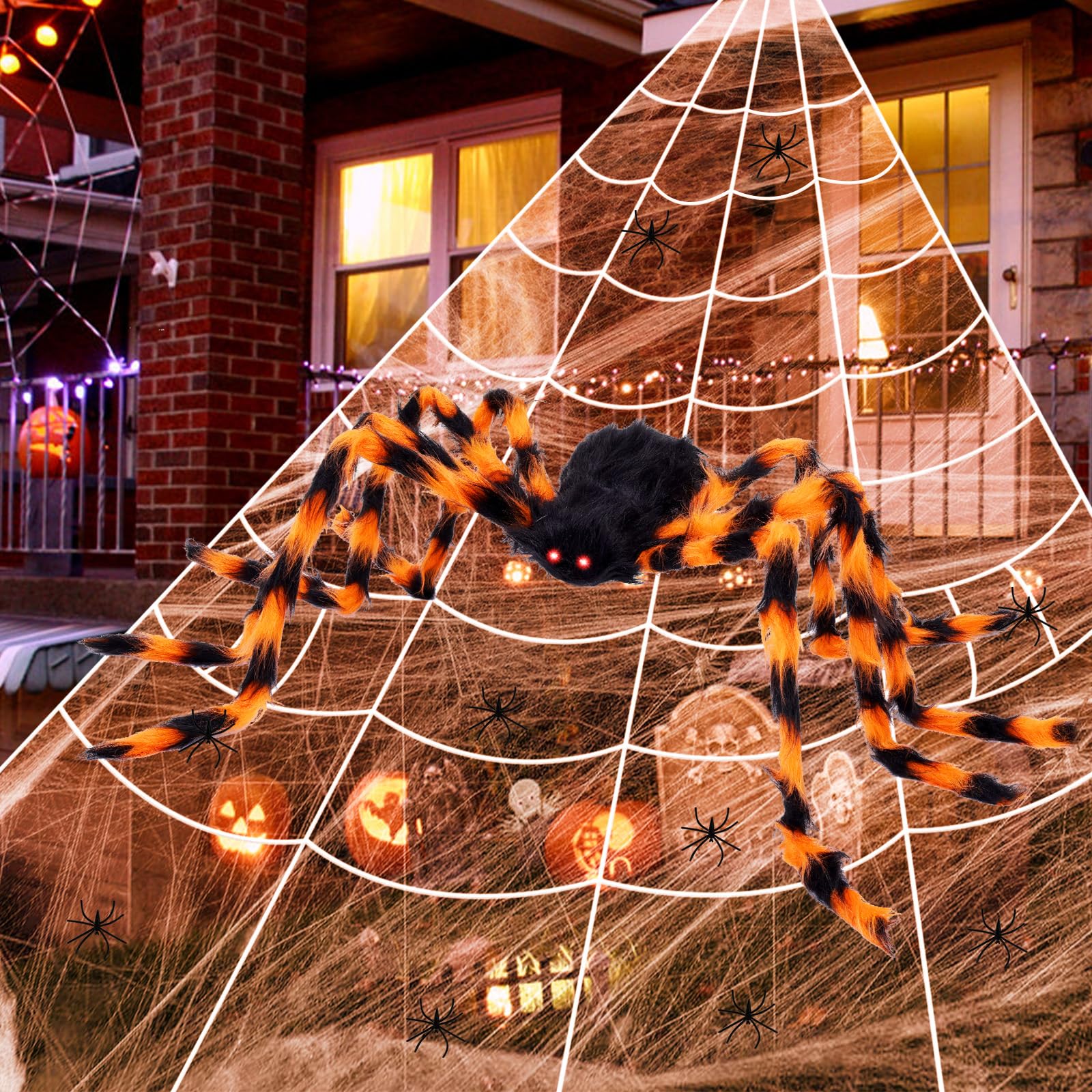 Giant Halloween Spider Web Decorations, 276" Triangular Giant Spider Web