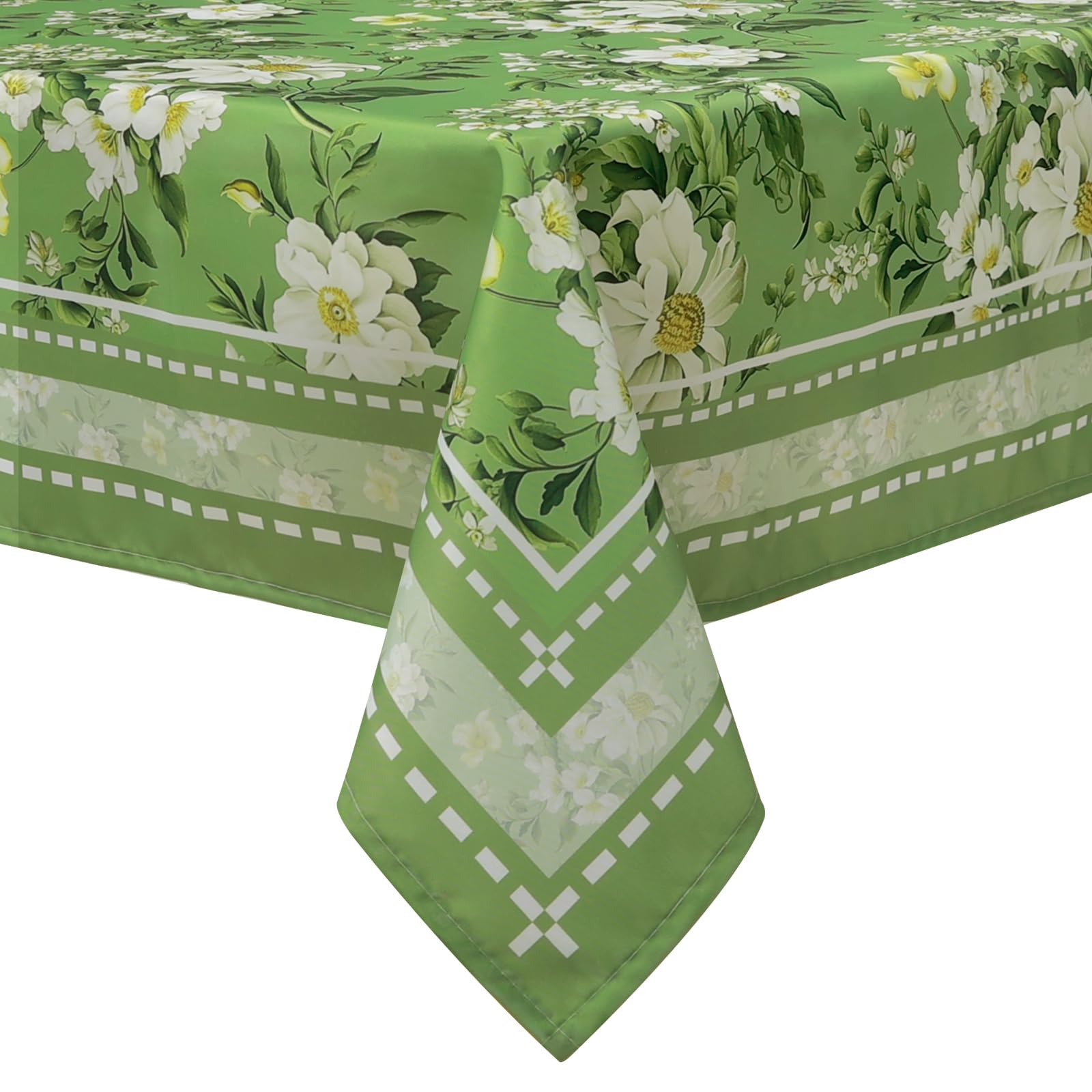 Arquiel Floral Printed Tablecloth, White Flower Table Cloth Waterproof Fo