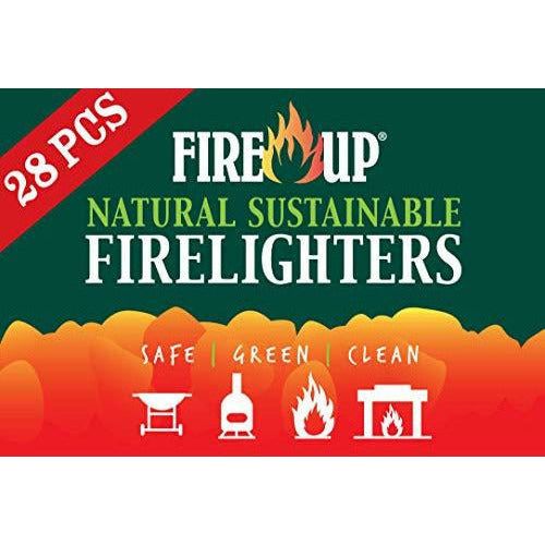 FIREUP Sustainable Firelighters 28'S, Natural, (Pack Of 28)