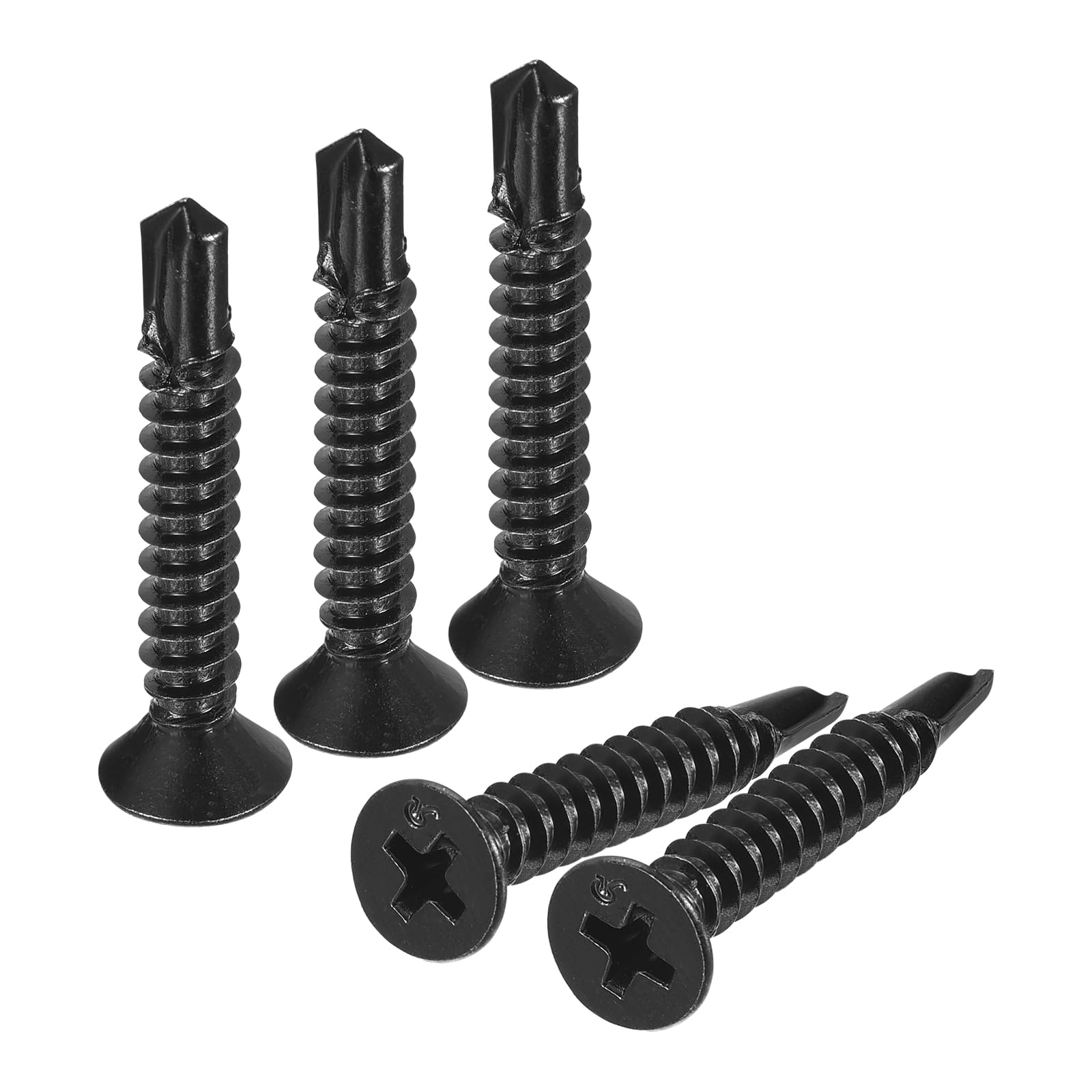 Sourcing Map ST4.8x32mm Sheet Metal Screws, 100pcs Black Oxide Zinc Plati