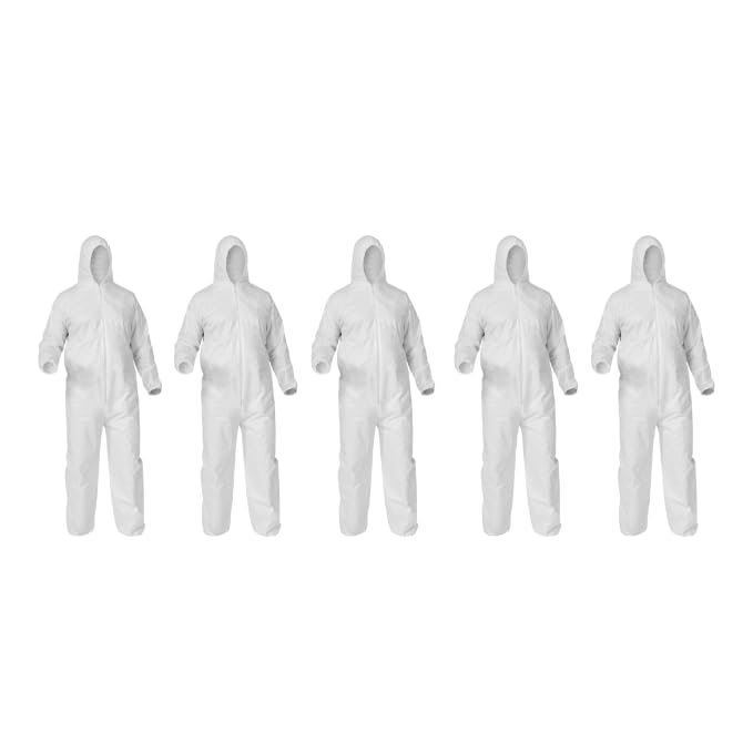 Biyya® 5 Pack Protective Disposable Overall Paper Boiler Suit Coveralls P