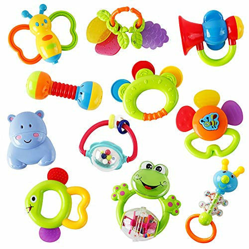 Rattle Teether Set Baby Toy - Sensory Baby Toy 0-12 Months Shaker Grab Ra