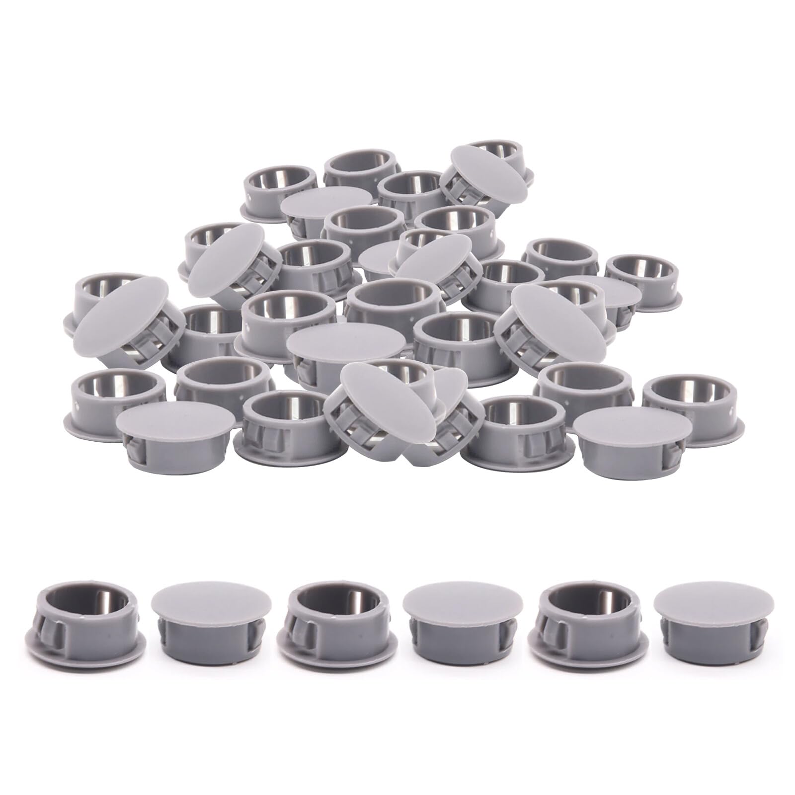 13mm Plastic Hole Plugs, 100 Pcs Grey Locking Insert End Cap, Flush Type