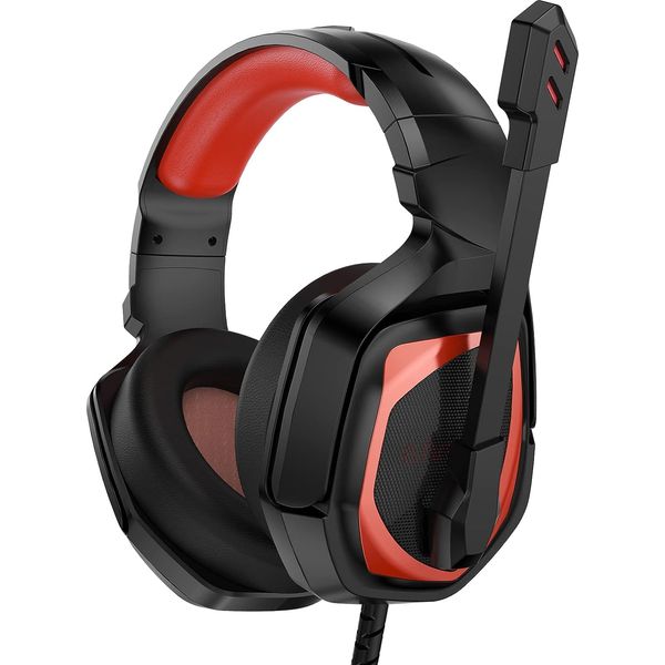 Emonoo Red Gaming Headset With 3.5mm Plug For PC Gamer
