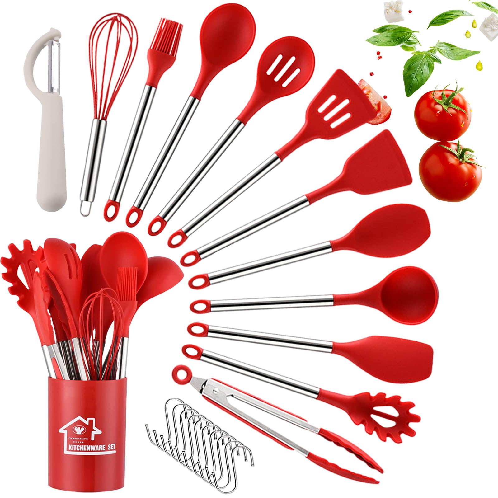 DLD 23-Piece Kitchen Utensil Set, Cooking, Non-Stick, Heat-Resistant Sili