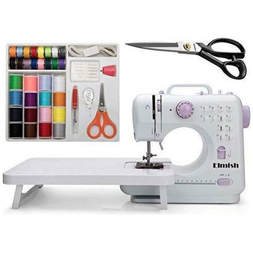 Elmish Sewing Machine (UK Plug, 12 Stitches, 2 Speeds, LED Sewing Light)