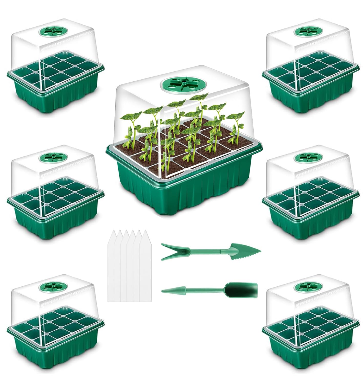 Yexati Seed Pallet 6PC, 72 Cells Seed Starter Trays, Thickened Growth See