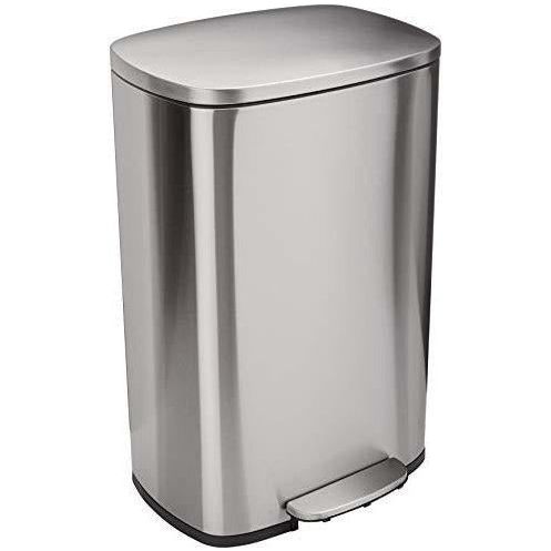 AmazonBasics Rectangle Soft-Close Dustbin With Steel Bar Pedal - 50L