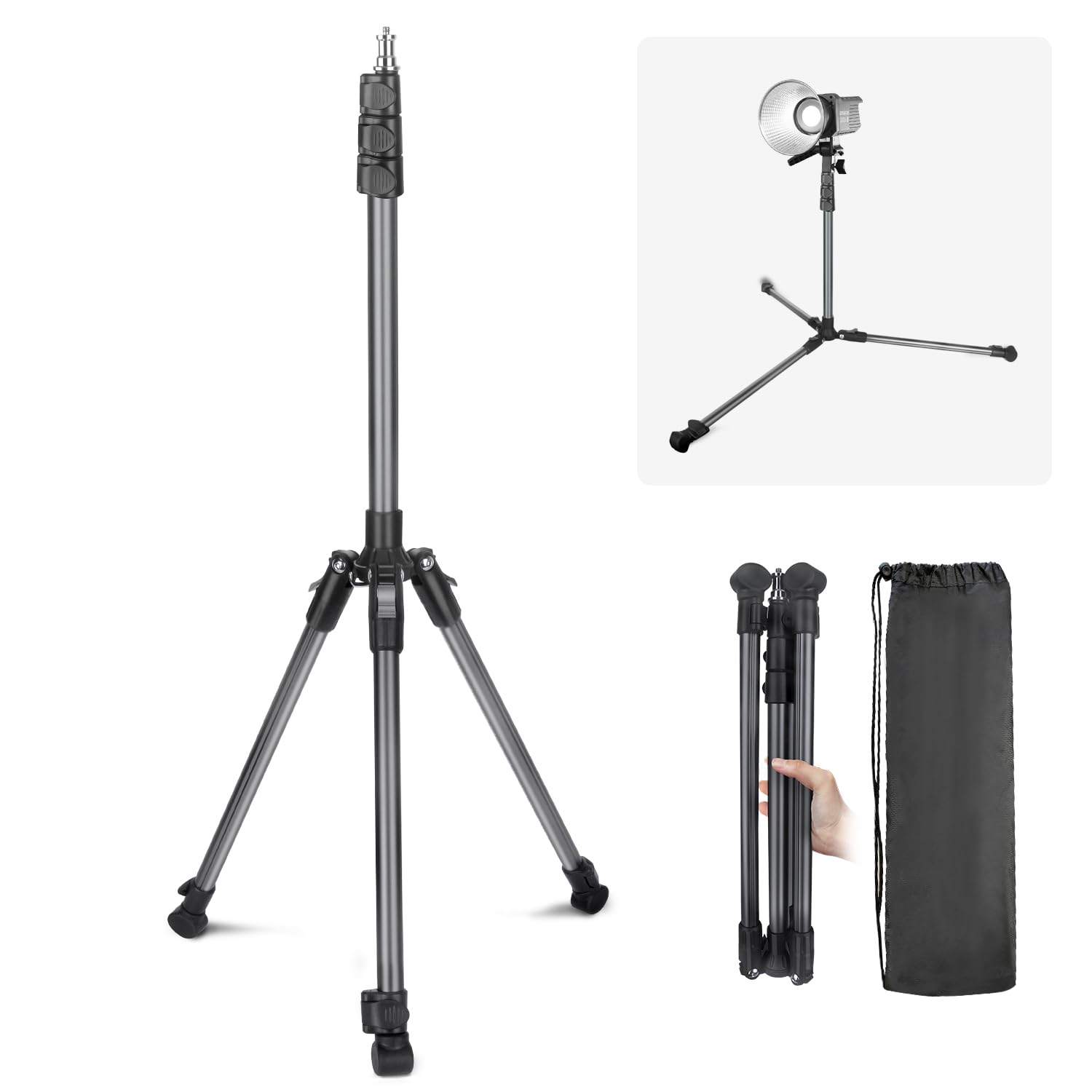 Portable Light Stand 2m/78in With 1/4" Thread - Ideal For Photography & V