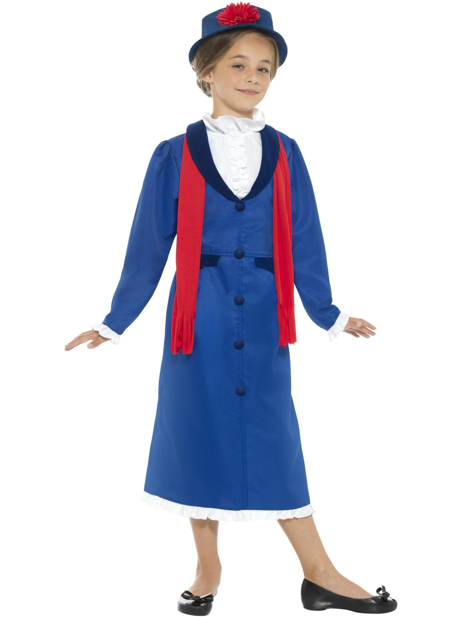 Girls Victorian Nanny Fancy Dress Costume With Hat And Scarf By Smiffys