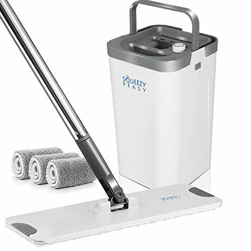 SqueezyPeasy Premium Flat Mop And Bucket Set For Floor Cleaning - Compact