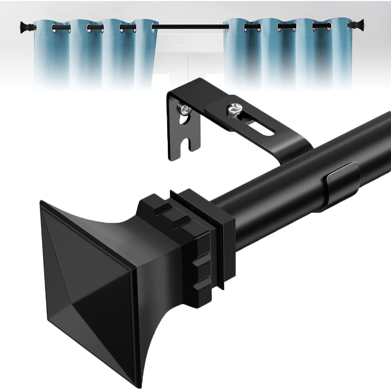 INFLATION Curtain Poles, Matte Black Heavy Duty Curtain Rods For Windows,