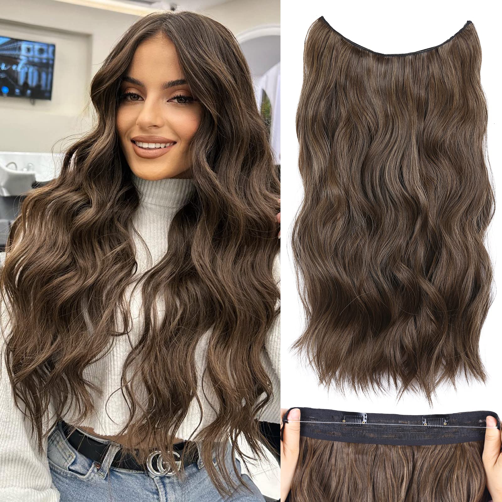 Invisible Wire Hair Extensions With Adjustable Transparent Wire, Secret ...