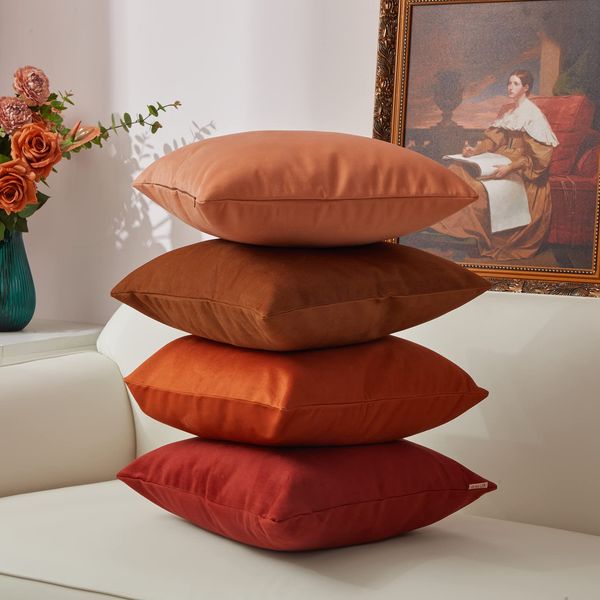 Tayis Velvet Cushion Covers 45 X 45 Cm Set Of 4 Soft Decorative Square Pi