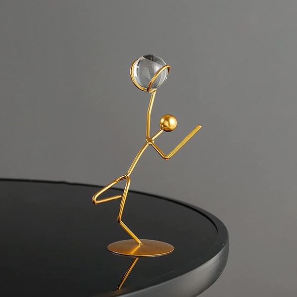 Hosoncovy Basketball Sport Ornament Metal Basketball Player Figurine Bask