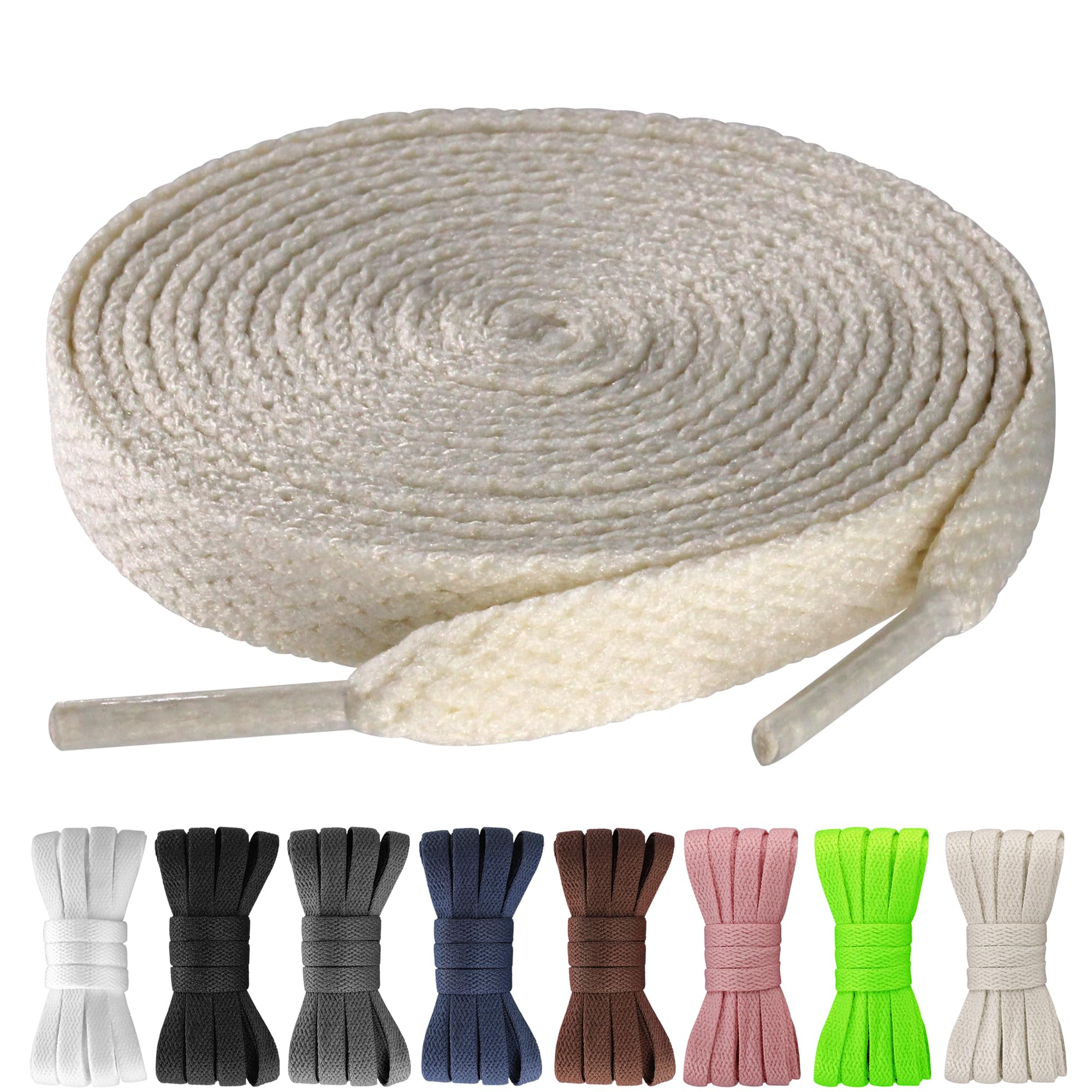 Yusimu Beige Flat Shoe Laces For Trainers,Air Force 1,Converse,8mm Wide ...