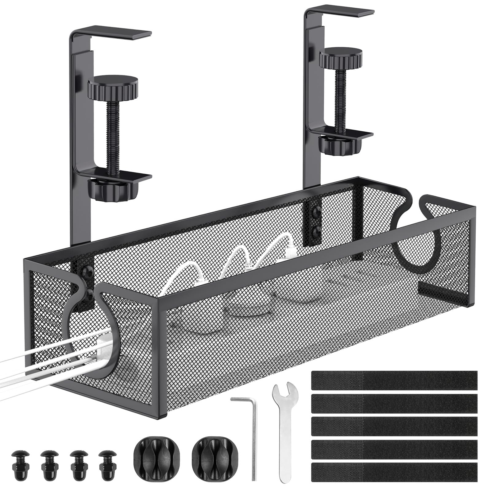 DECOHOME Under Desk Cable Management Tray, No-Drill Mesh Table Cable Bask